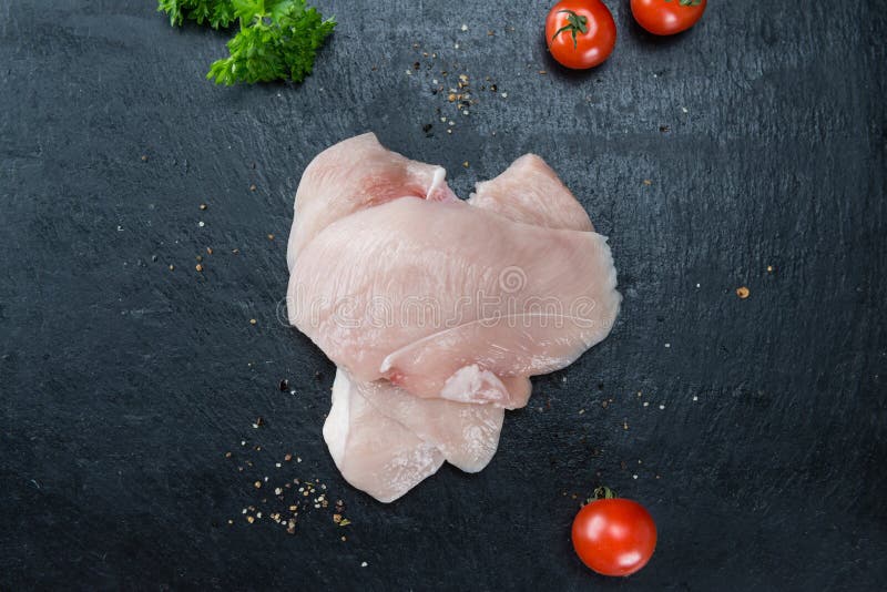 Slate Slab with Raw Chicken Cutlet Stock Photo - Image of fresh ...