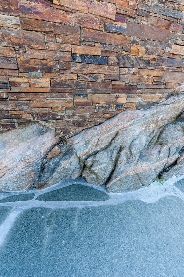 Slate Stone Flooring and Natural Stone Wall Stock Photo - Image of ...