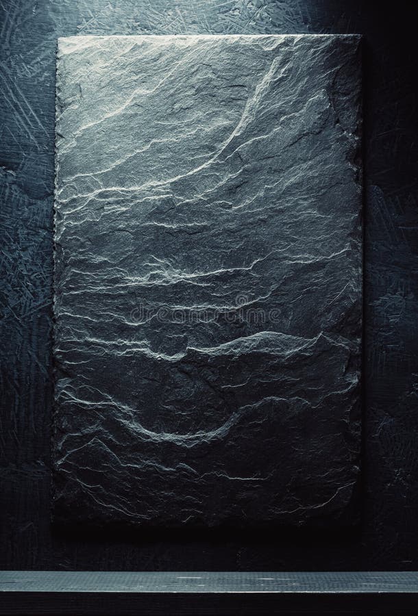 Slate Stone and Shelf on Black Stock Image - Image of poster, plaster ...