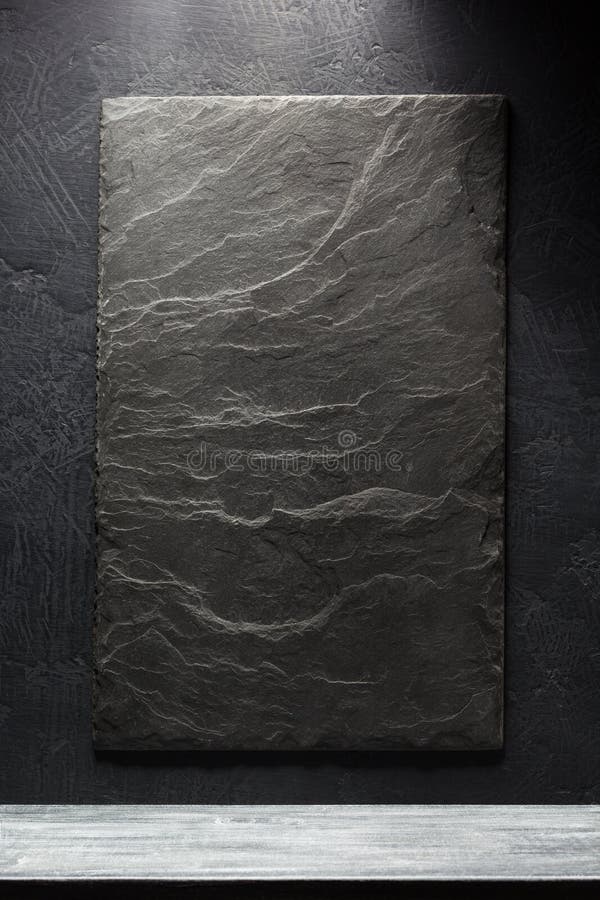 Slate Stone and Shelf on Black Stock Image - Image of beam, banner ...
