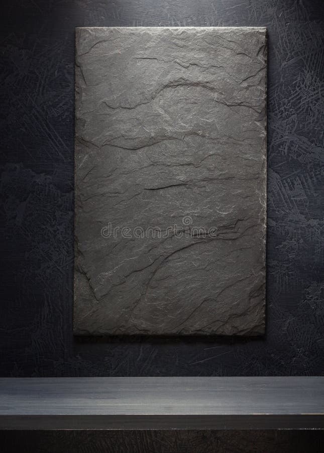 Slate Stone and Shelf on Black Stock Image - Image of empty, rack: 99683805