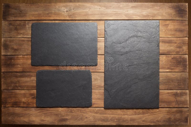 Slate Stone Sign Board at Wooden Plank Stock Photo - Image of panel ...