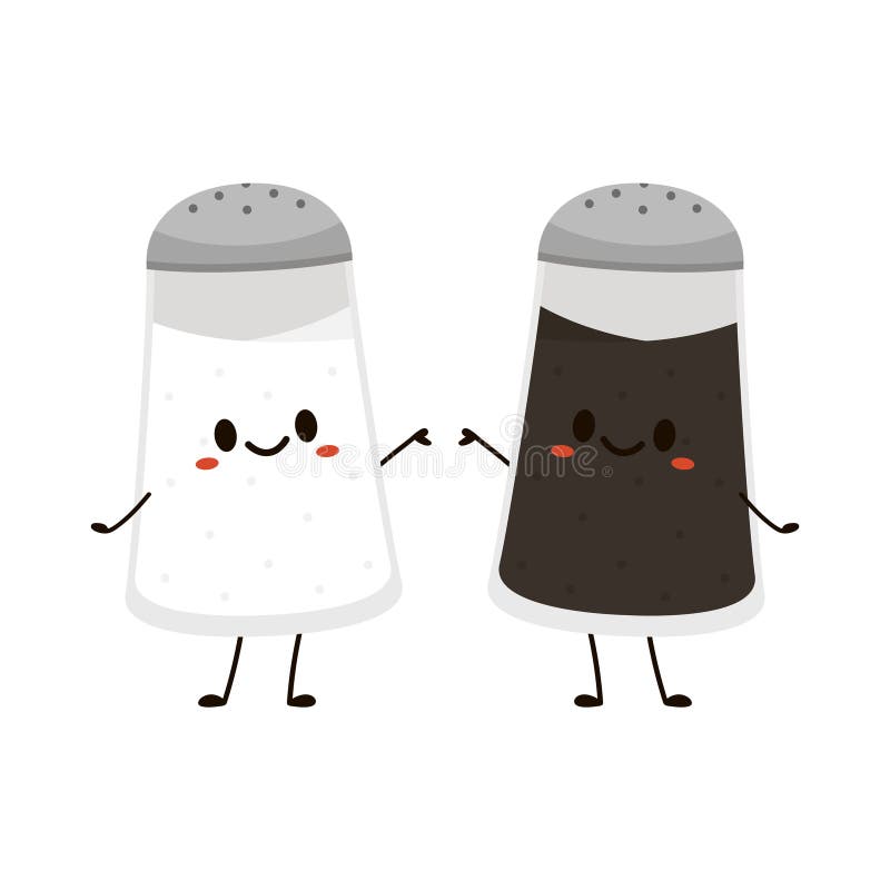 Salt and Pepper Shaker Vector. Cute Cartoon Salt and Pepper Shaker ...