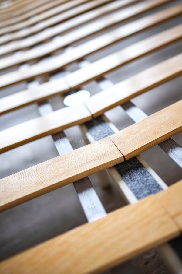 Slatted Frame on a Bed Frame Stock Photo - Image of mattress, wood ...