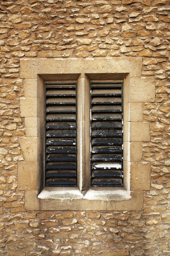 Slatted Window In Sandstone Blocks Stock Image - Image of slat, slatted ...