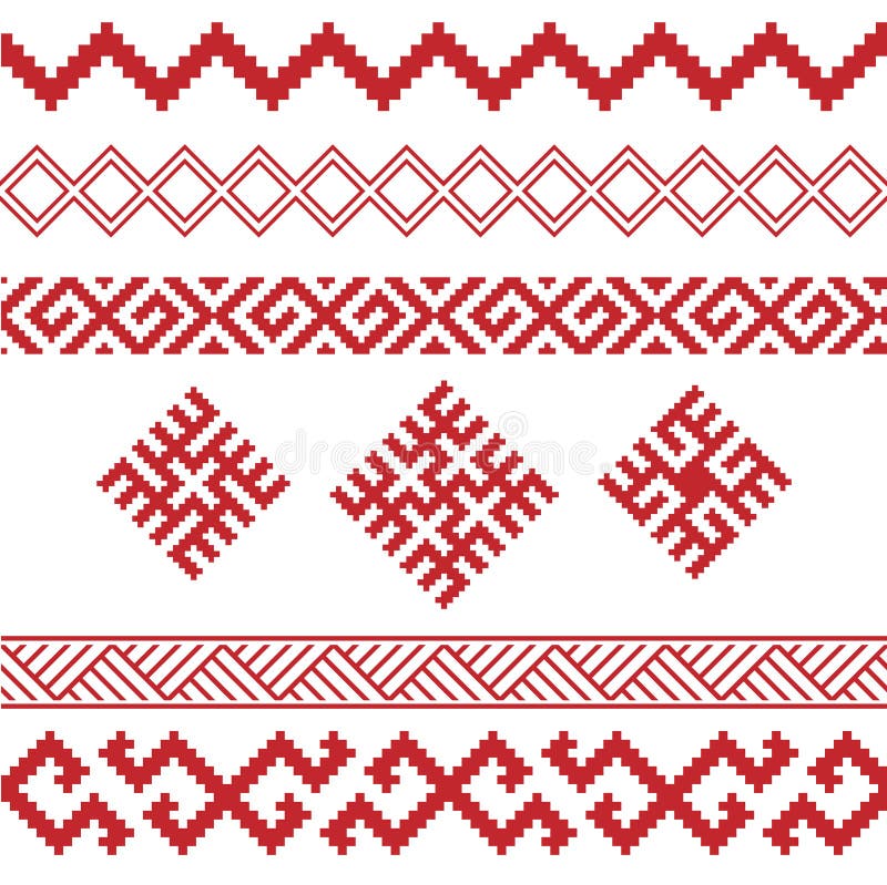 Slavic Ornaments Patterns Set Stock Vector - Illustration of knitting ...