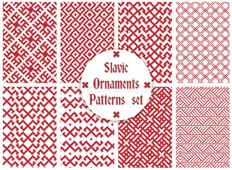 Slavic Ornaments Patterns Set Stock Vector - Illustration of knitting ...