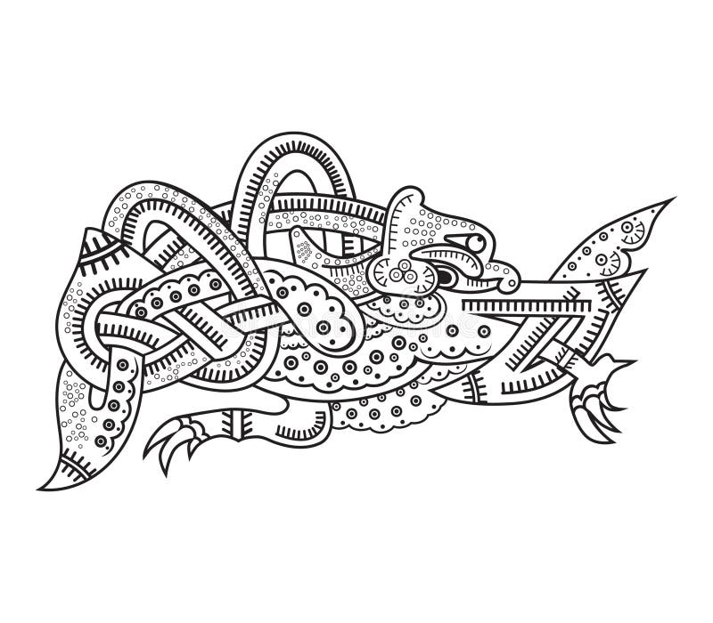 Slavic Winged Werewolf Serpent Stock Vector - Illustration of predator ...