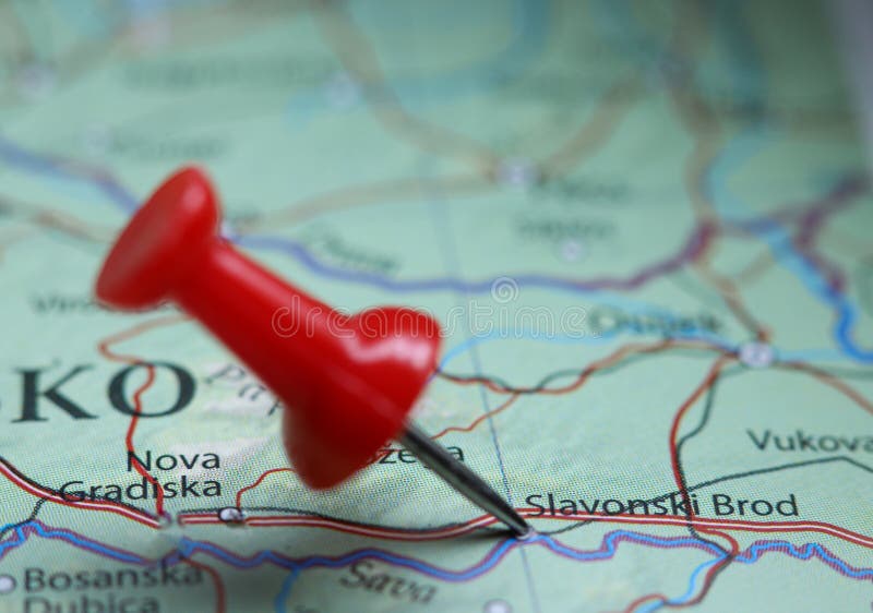 Slavonski Brod, Croatia Pin on Map Stock Photo - Image of explore ...