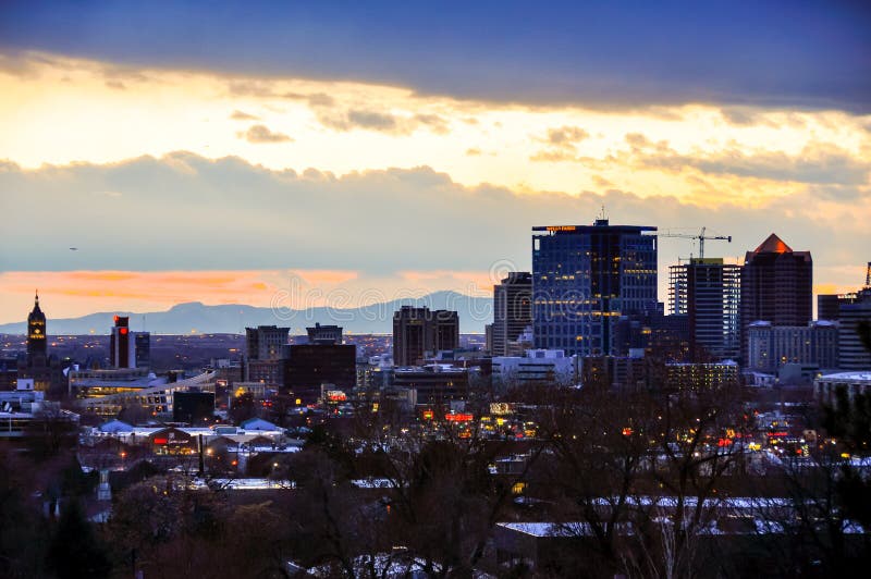 SLC Skyline editorial image. Image of city, downtown - 64368525