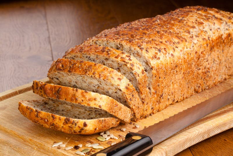 Slced loaf of bread stock image. Image of linseed, soya - 20404985