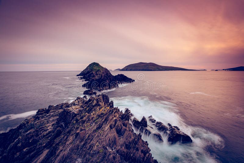 Slea Head Sunset, Dingle Peninsula, Kerry, Ireland Stock Photo - Image ...
