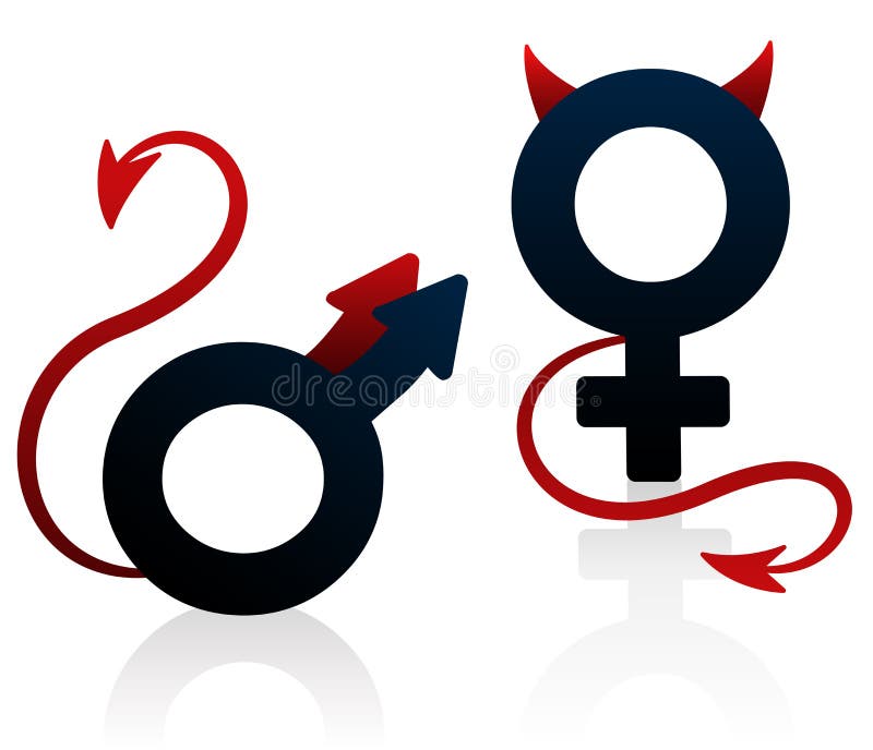 Slecht Meisje Slecht Guy Devil Symbol Vector Illustratie - Illustration ...