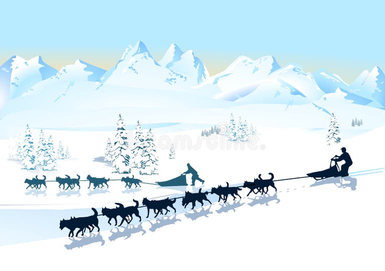 Illustration Snow Sled Dog Stock Illustrations – 1,025 Illustration ...