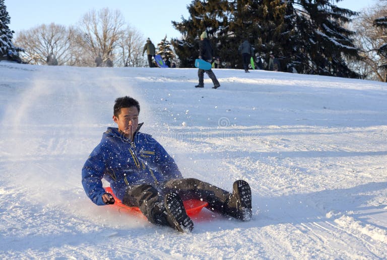 Sled Riding in Central Park after Snow Storm Nemo Editorial Stock Image ...
