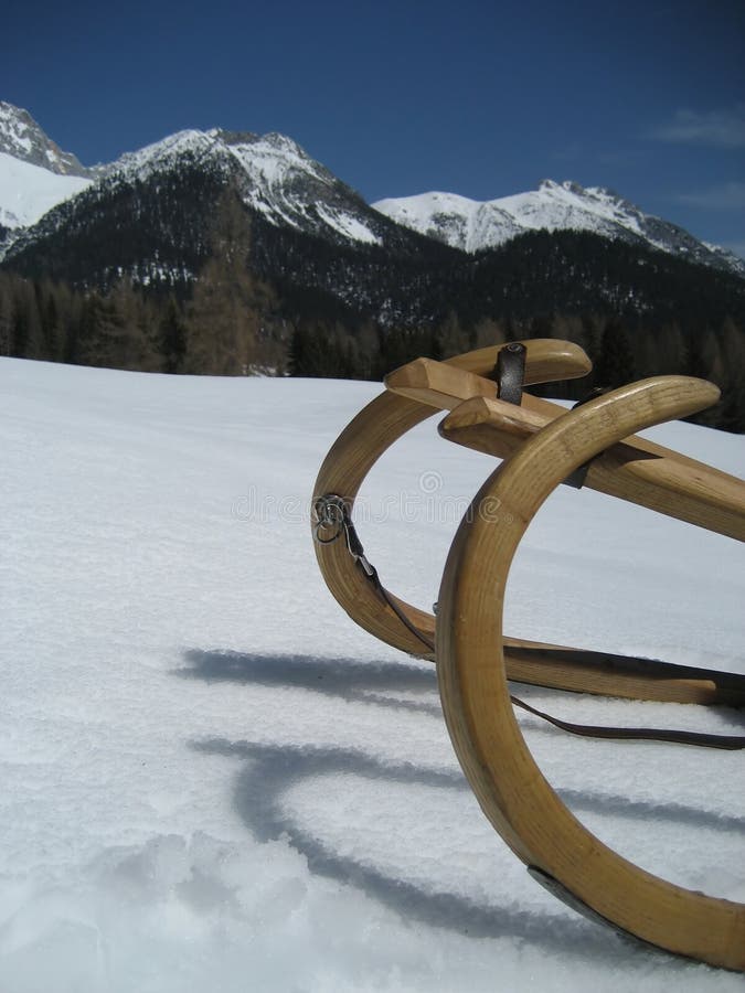 Sled in Snow in Tirol / Tyrol Stock Photo - Image of shadow, clouds ...
