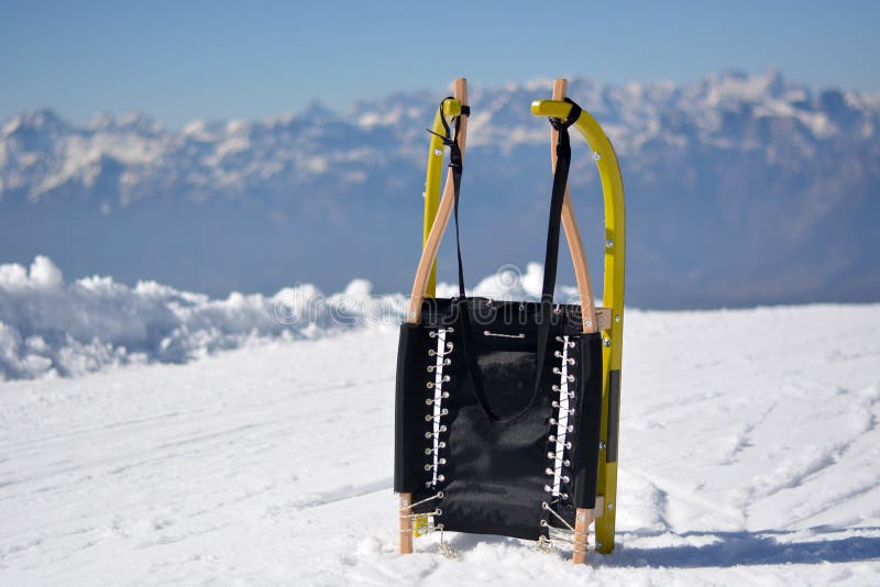 A sled in the snow stock image. Image of climbers, covered - 204394343