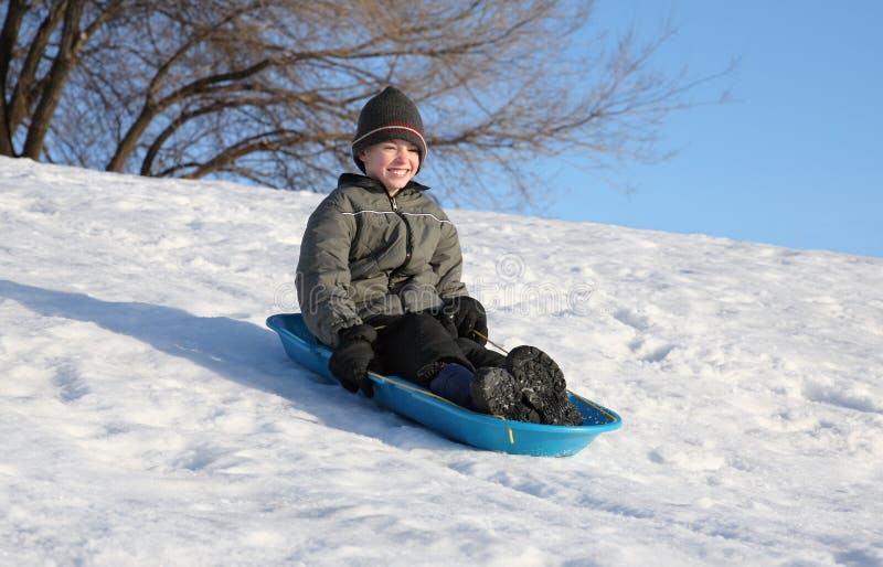 Sledding fun stock photo. Image of recreation, cold, hill - 12495552