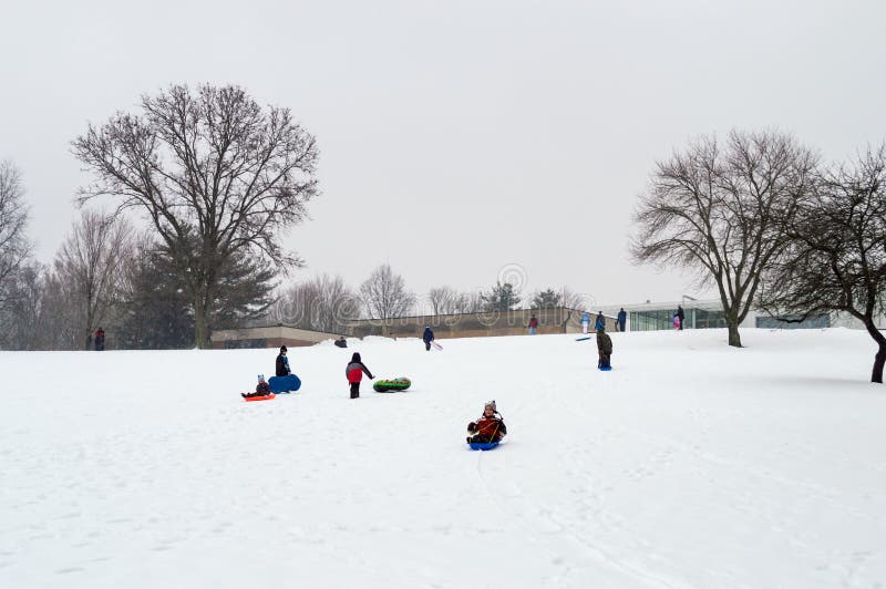 Sledding Fun editorial photography. Image of snow, outdoors - 37932317