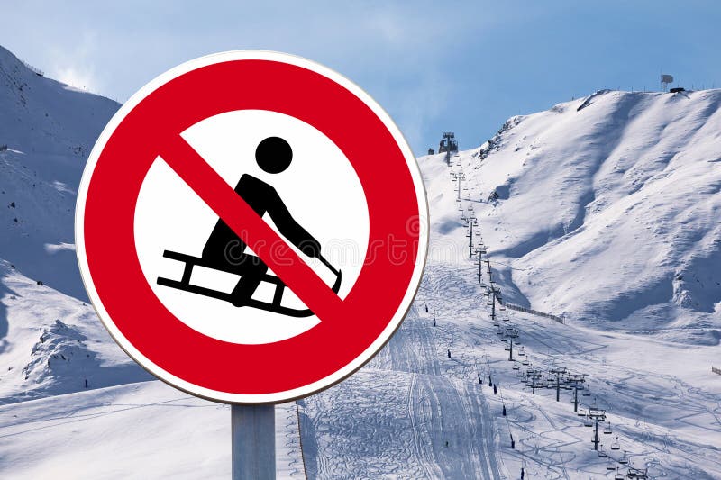 Sledding prohibited sign stock image. Image of sledding - 321963107