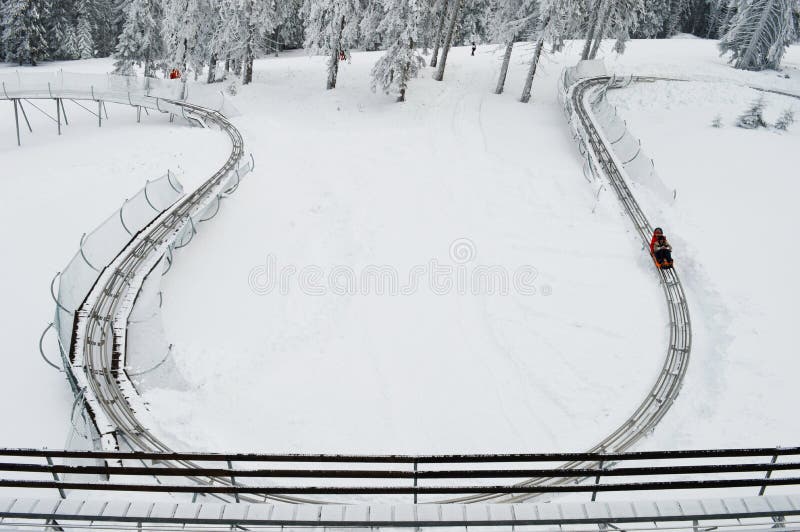 Sledding on the rails editorial stock image. Image of landscape - 173042019