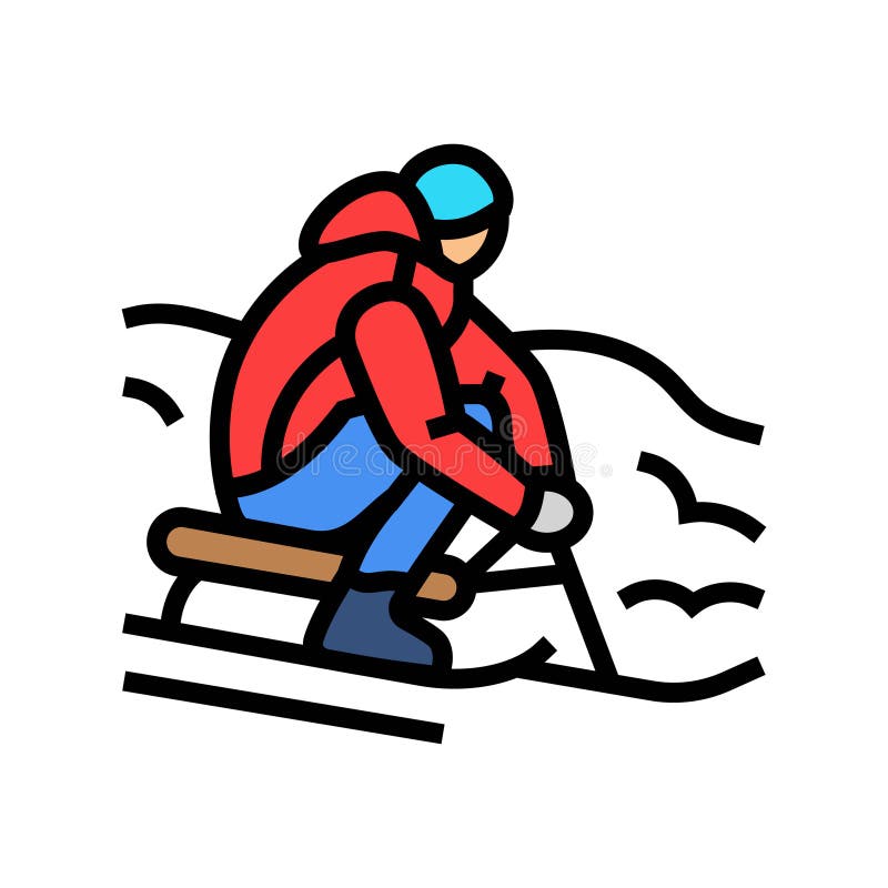 Sledding Winter Color Icon Vector Illustration Stock Illustration ...