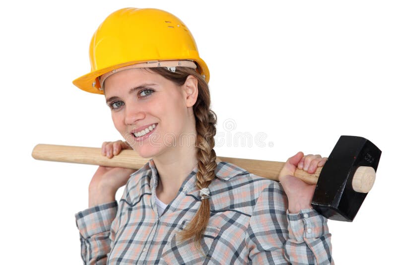 Man holding sledge-hammer stock photo. Image of striker - 31528084