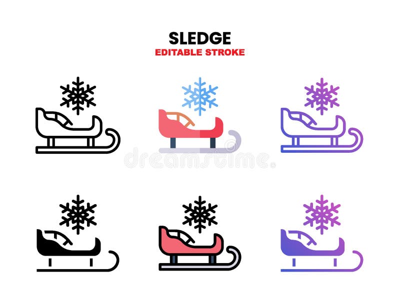 Sledge Icon Set with Different Styles. Stock Vector - Illustration of ...