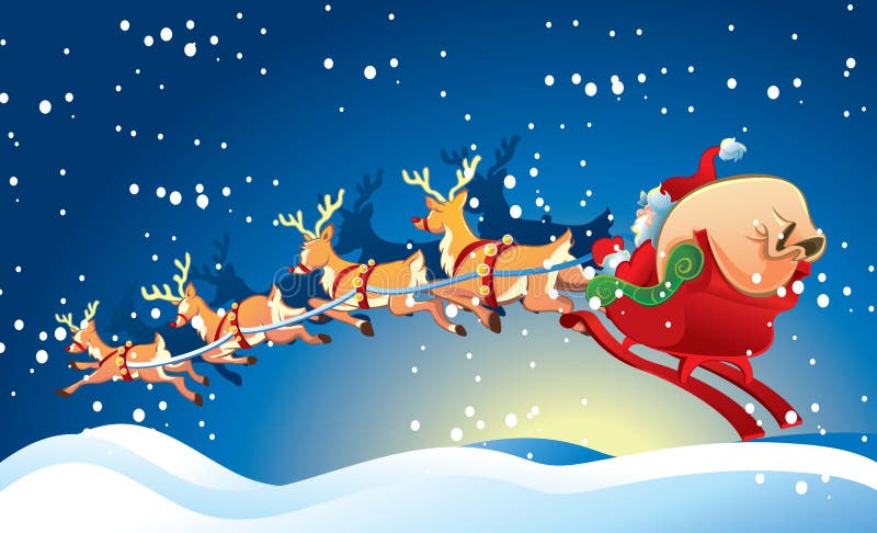 Sledge with Santa Claus stock illustration. Illustration of rudolph ...