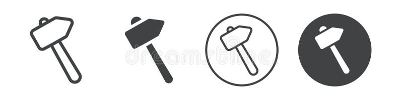 Sledgehammer Tool Icon Vector Logo Outline Stock Vector - Illustration of large, silhouette ...