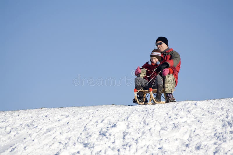 Sledging stock photo. Image of sport, daughter, sled, outside - 7799544