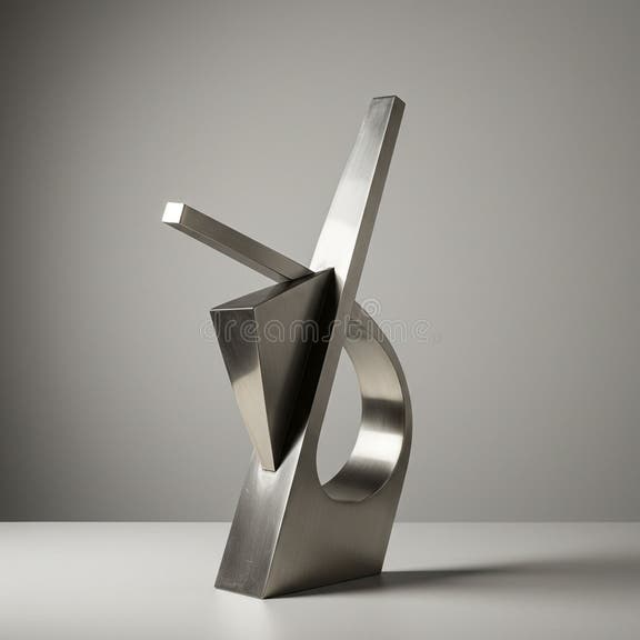 Sleek, Abstract Metal Sculpture Featuring Intersecting Geometric Shapes ...