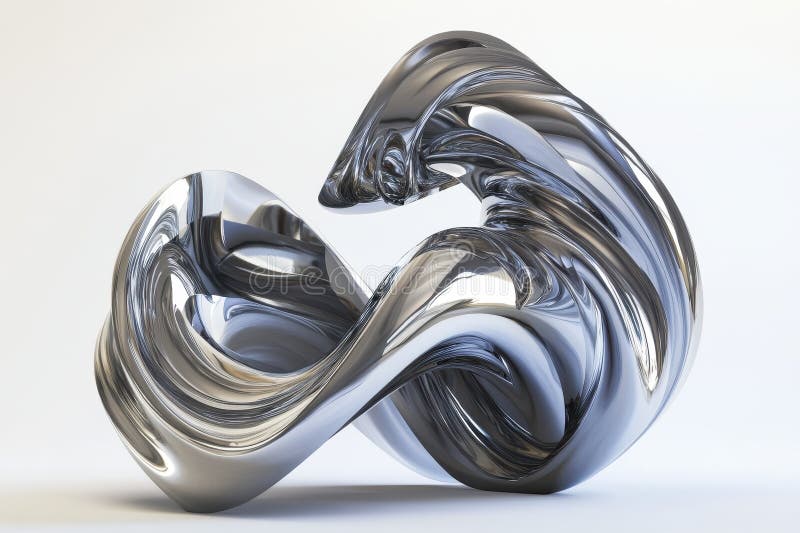 A Sleek, Abstract Metallic Sculpture with Fluid, Twisting Forms Stock ...