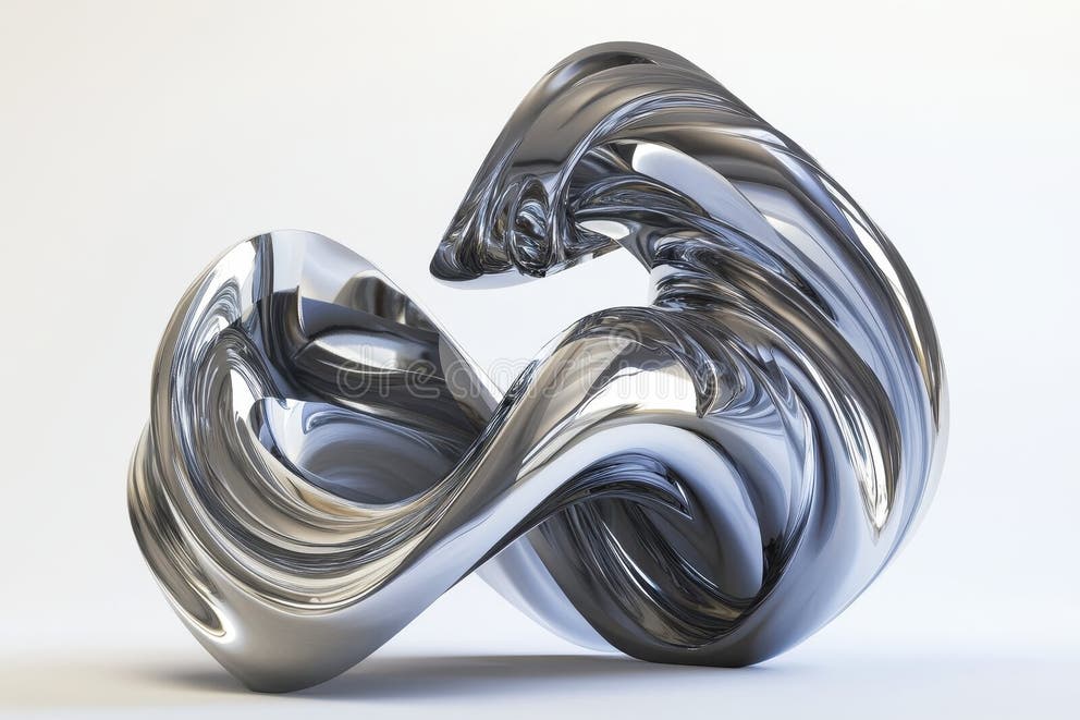 A Sleek, Abstract Metallic Sculpture with Fluid, Twisting Forms Stock ...
