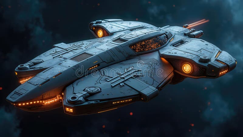 A Sleek, Advanced Spacecraft Glides through the Depths of Space ...