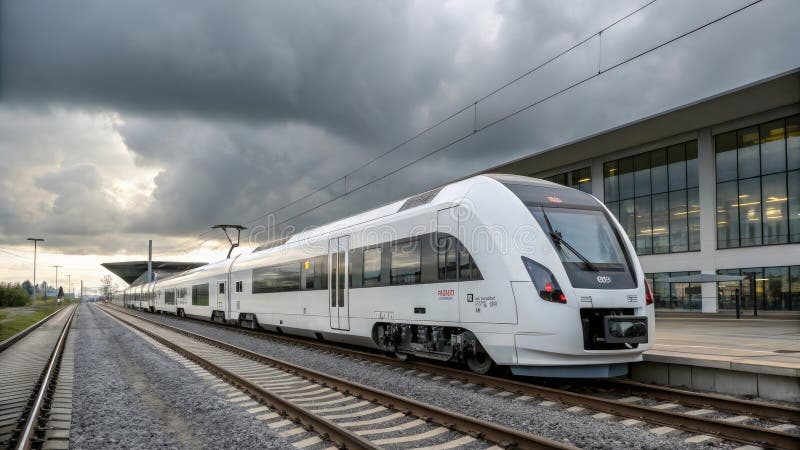 The Train, Which Appears Sleek and Aerodynamic, is a Light, almost ...