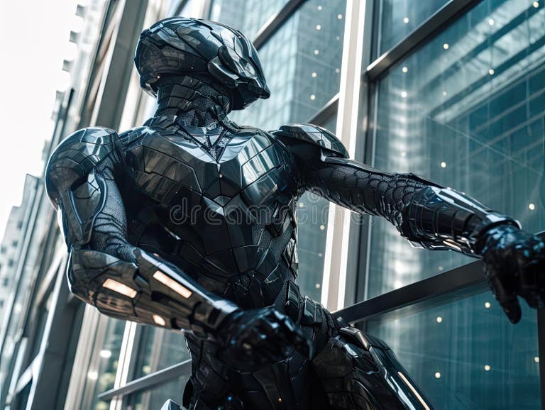 Enhanced Spy Climbs Futuristic Skyscraper Stock Illustration ...