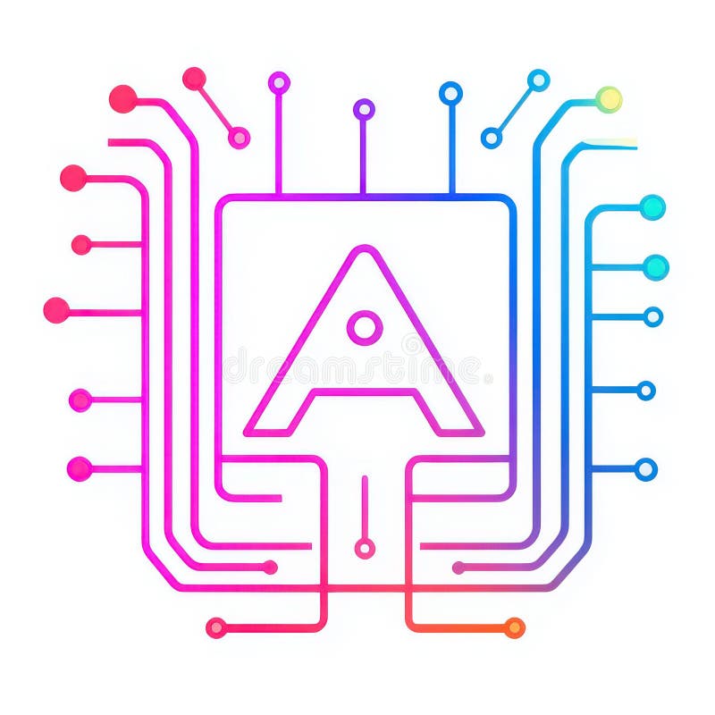 A Sleek AI Icon Representing a Futuristic Chip, Interconnected with ...