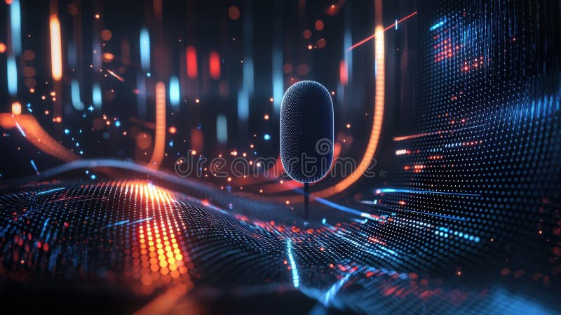 AI Microphone with Digital Light Display Stock Image - Image of digital ...