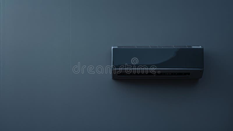 A Sleek Air Conditioning Unit is Installed on a Dark Wall, Blending ...