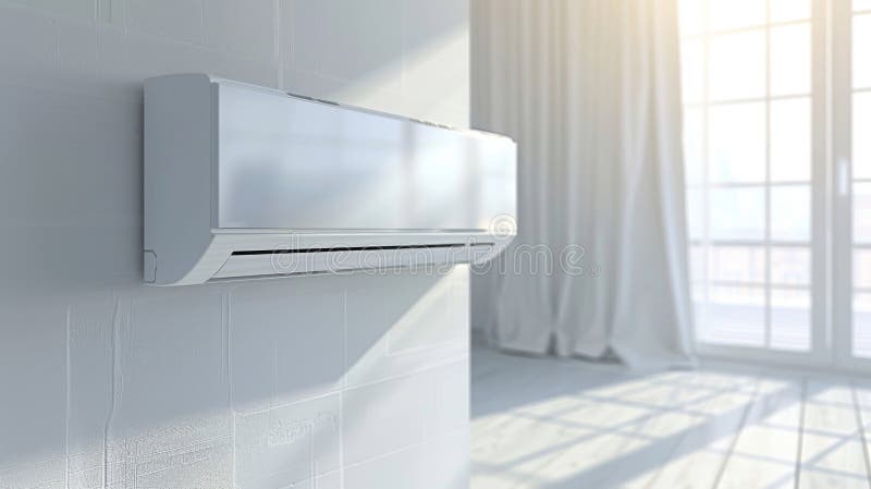 A Sleek Air Conditioning Unit is Installed on a White Wall, Bathing the ...