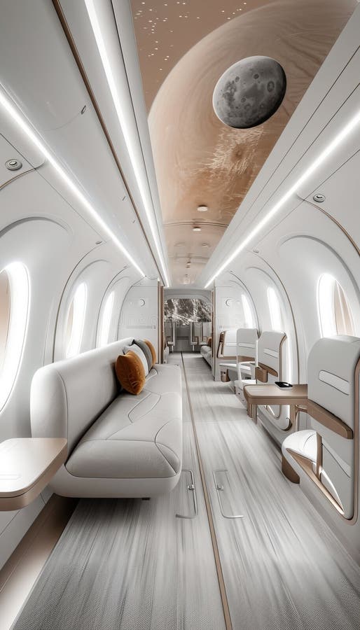 Sleek Aircraft Interior Design with Futuristic Technology and ...
