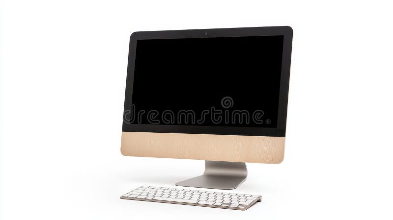 Sleek All in One Computer with Beige Textured Base Stock Illustration ...