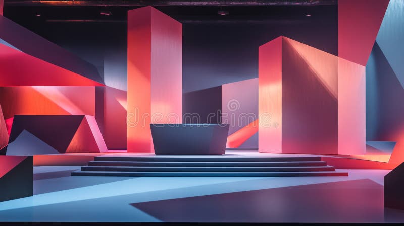 Sleek Angular Podium Staging in Vibrant Modern Design Aesthetic Stock ...