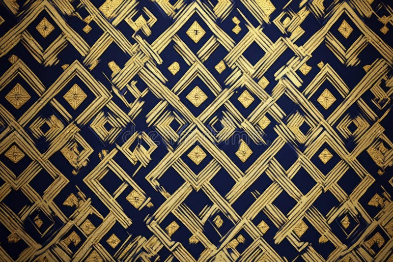 A Sleek Art Deco Inspired Geometric Pattern with Gold and Navy Blue ...