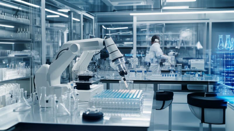 Automated Laboratory Featuring Advanced Machines Working with Gene Editing Techniques in a High ...