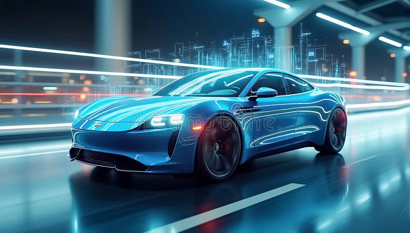 A Sleek Autonomous Car with a Transparent Holographic Heads-up Display ...