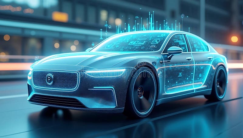 A Sleek Autonomous Car with a Transparent Holographic Heads-up Display ...