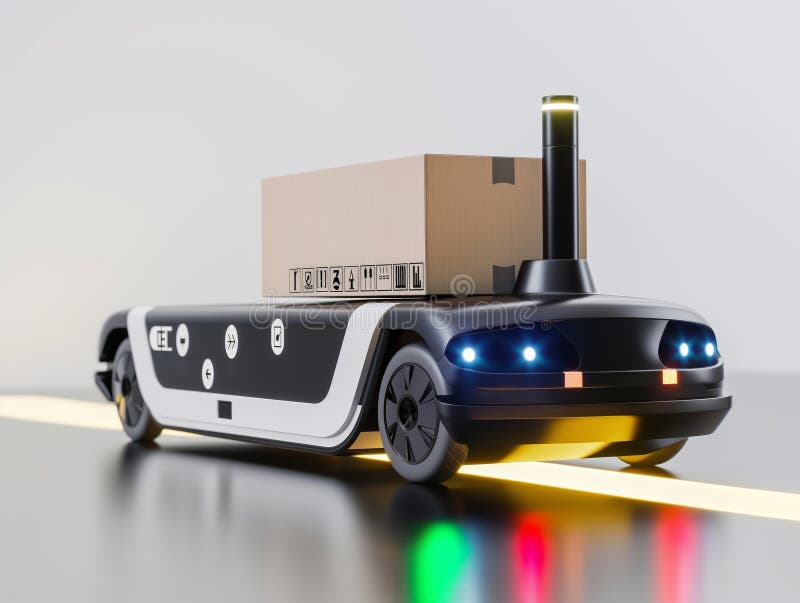 Autonomous Delivery Robot with Package Stock Image - Image of ...