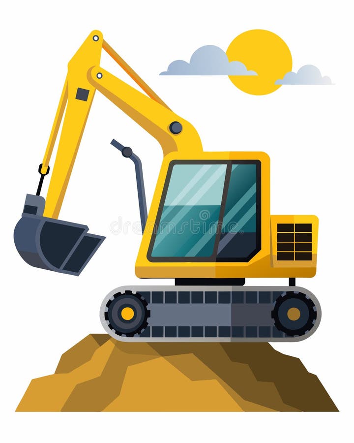 A Sleek Backhoe Excavator with Solar Panels on Its Cab Quietly Digging ...